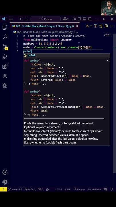 Find The Mode Most Frequent Element Shortsviralpythoncoding