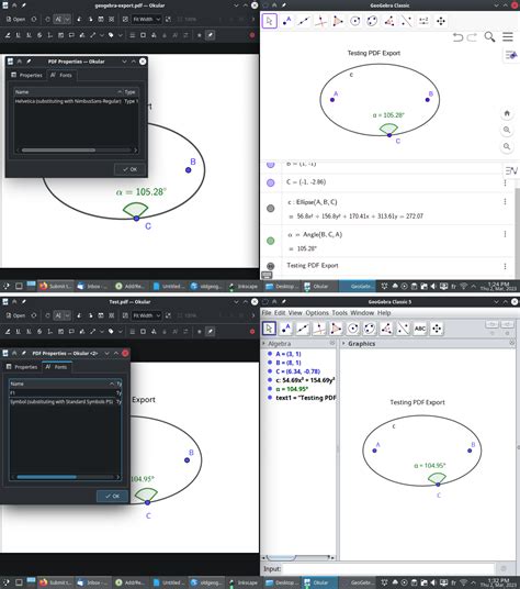 pdf exported with helvetica font on linux r geogebra