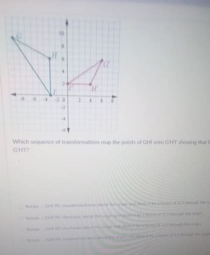 Solved Which Sequence Of Transformations Map The Points Of Ghi Onto G