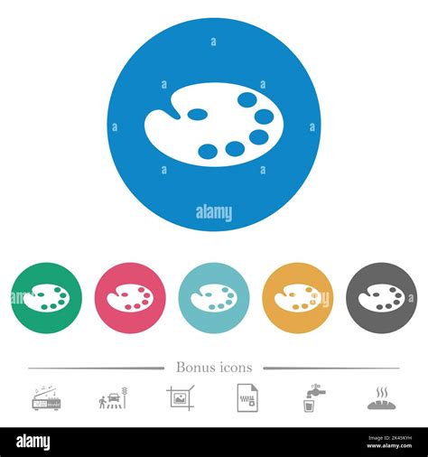 Color Palette Flat White Icons On Round Color Backgrounds 6 Bonus Icons Included Stock Vector