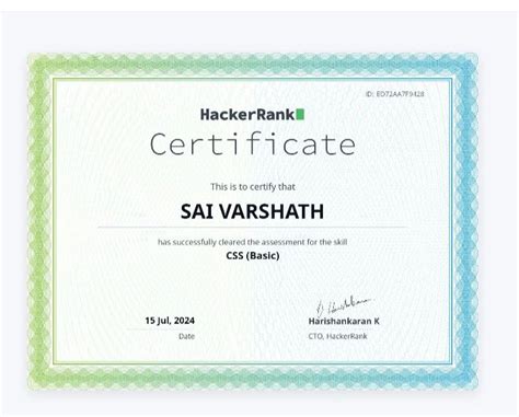 Sai Varshath On Linkedin Hackerrank Frontend Certification Css