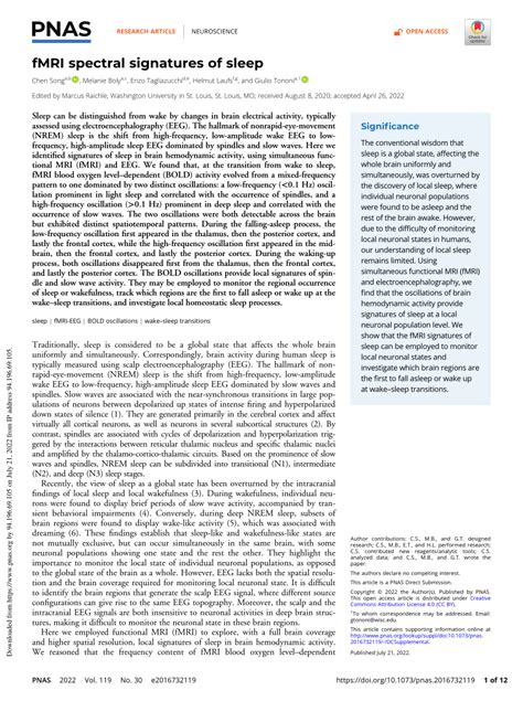 Pdf Fmri Spectral Signatures Of Sleep
