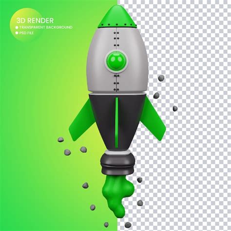 premium psd 3d rendering of rocket for social media