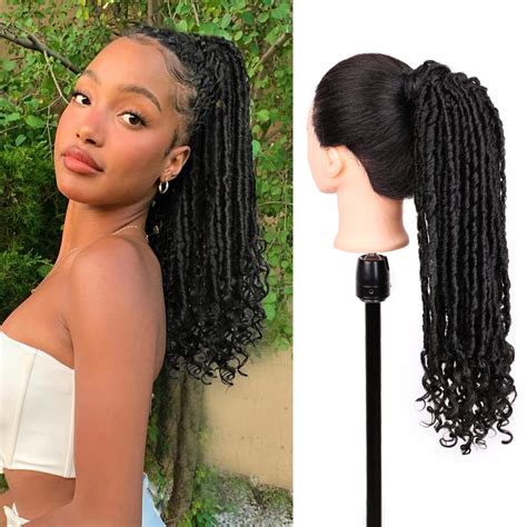 Ukll Faux Locs Ponytail Hair For Black Women Twisted Black Ponytails