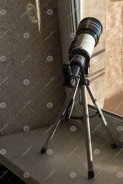 Lose Up Shot Of The Telescope On The Window Science Editorial Stock