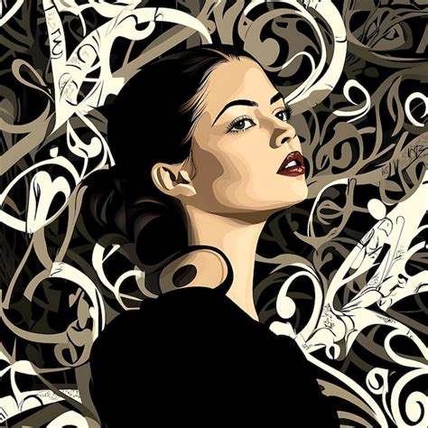 Woman With Intricate Swirls And Patterns In Black And White Premium Ai Generated Image