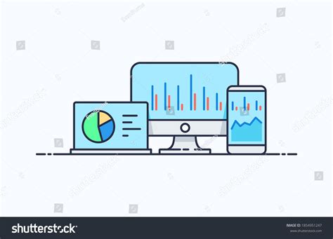 Analytics Research Graph Chart Monitoring Icons Stock Vector Royalty Free 1854951247