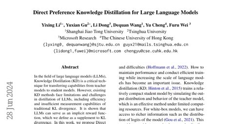 direct preference knowledge distillation for large language models ai