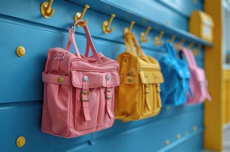 Classroom With School Bags Hanging On Hooks Showcasing Back To School Concept For A Banner