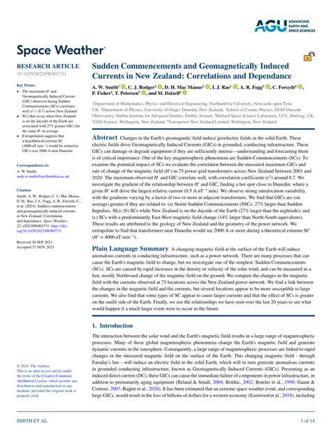 Pdf Sudden Commencements And Geomagnetically Induced Currents In New Zealand Correlations And