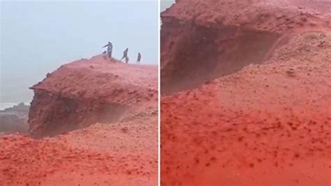 ვიდეო წვიმის დროს ყველაფერი წითლად შეიღება ნახეთ რა გამაოგენებლი კადრები გავრცელდა ირანიდან