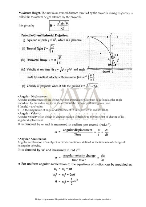 Motion In A Plane Notes Class 11 PDF