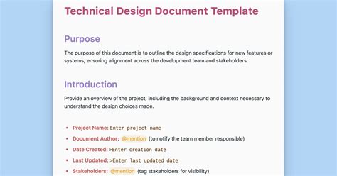 Technical Design Document Template