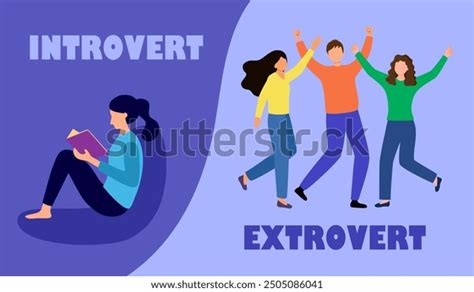 Introvert Extrovert Personality Character Concept Vector Stock Vector