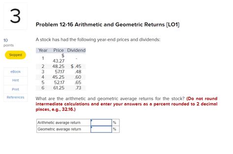 solved problem 12 16 arithmetic and geometric returns [lo1]