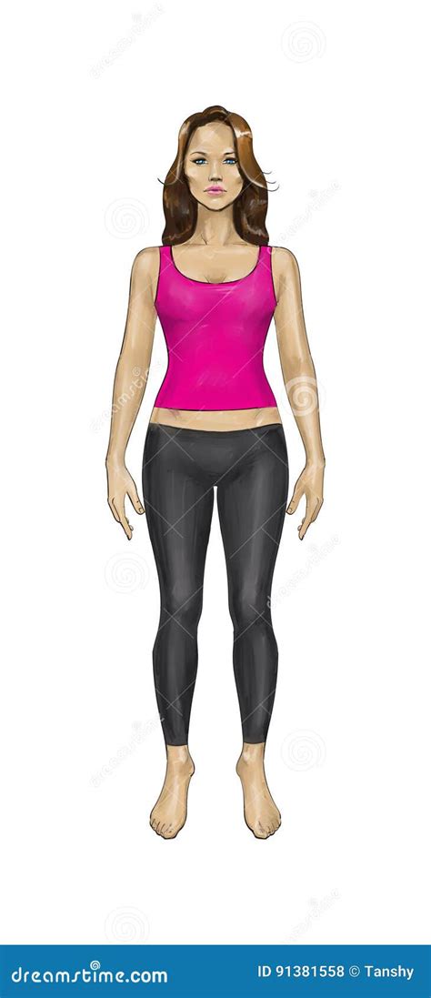 Girl Model Figure Front View Stock Illustration Illustration Of