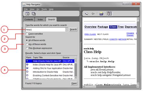 Oracle Help For Java User Interface