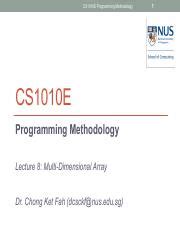 Lec Multi Dimensional Array Pdf CS E Programming Methodology CS E Programming
