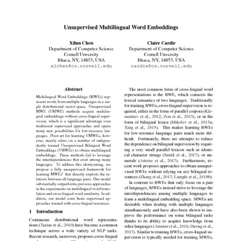 Unsupervised Multilingual Word Embeddings Acl Anthology