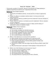 Tutorial Pdf Econ Tutorial This Tutorial Consists Of Sections Section A
