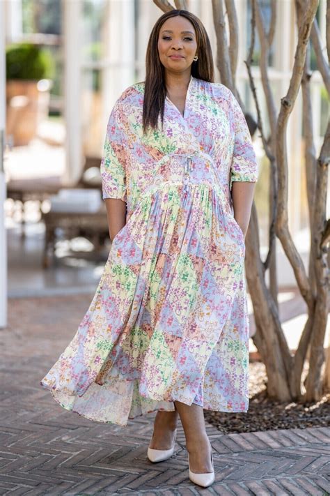 Masrik Shirt Multicolor Print Style Dress With Frill Sleeve Detail