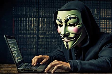 Anonymous Hacker Wearing Mask Hacking Cyber Security Cyber Attack