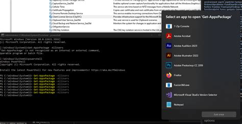 Get Appxpackage Andor Powershell Broken Select App Dialogue Opens