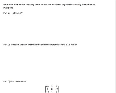 Solved Determine Whether The Following Permutations Are Chegg