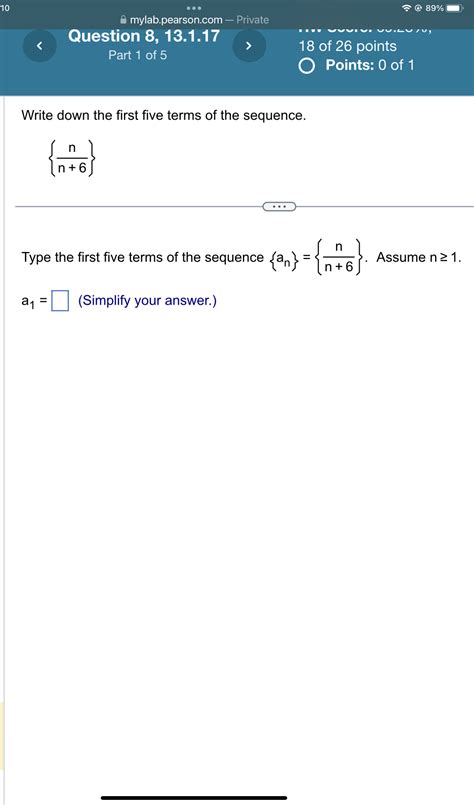 Solved Determine The First Five Terms Of The Sequence Whose General Course Hero