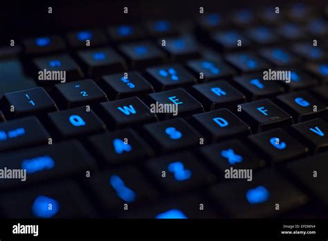 Blue Back Lit Gaming Keyboard Wasd Stock Photo Alamy