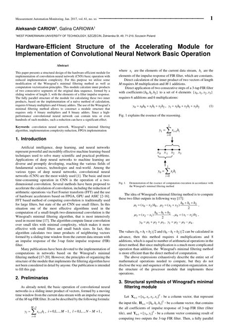Pdf Hardware Efficient Structure Of The Accelerating Module For Implementation Of