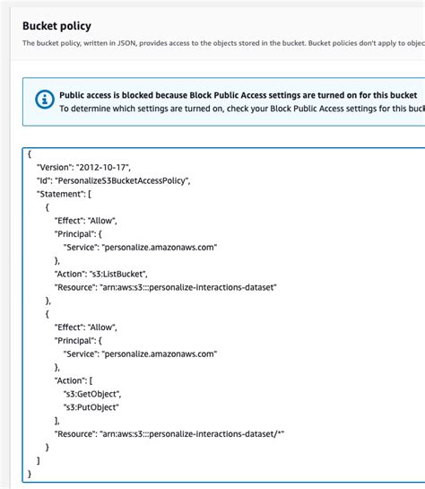 Amazon Personalize Insufficient Privileges For Accessing Data In S3