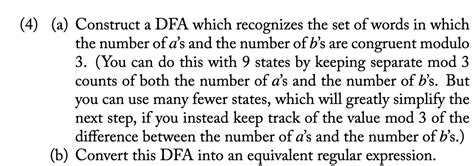 Solved 4 A Construct A DFA Which Recognizes The Set Of Chegg Com