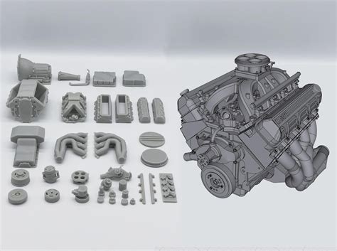 Chevy 632 Crate Engine Kit Scales 1 64 1 24 1 25 1 18 1 16 1 10 1 8 Motor For Drag Muscle