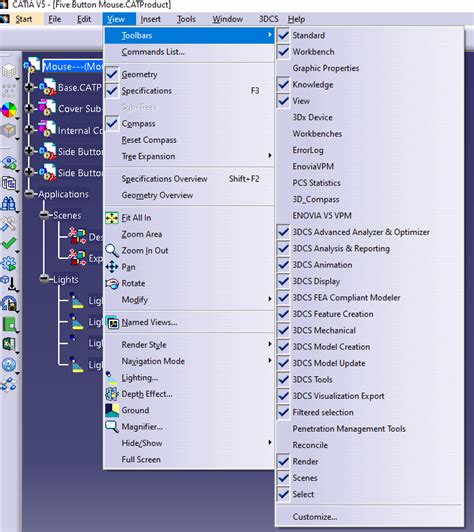 Catia V5 General Information Toolbar Customization