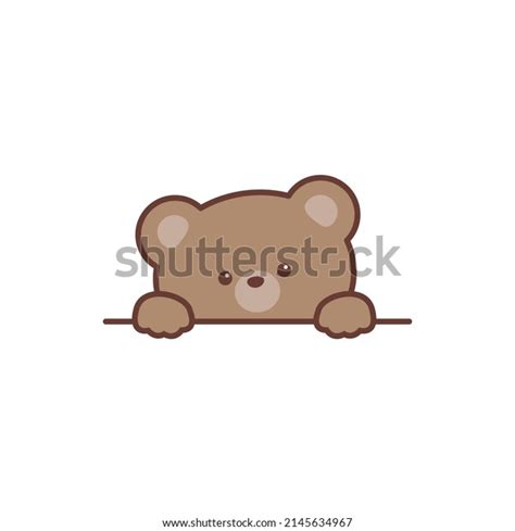 Cute Brown Bear Peeking Vector Illustration Stock Vector Royalty Free
