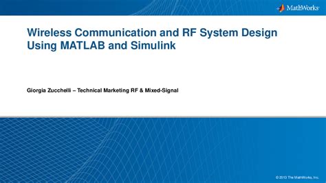 Wireless Communication And Rf System Design Using Matlab And Simulink