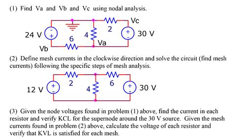 solved 1 find va and vb and vc using nodal analysis vc