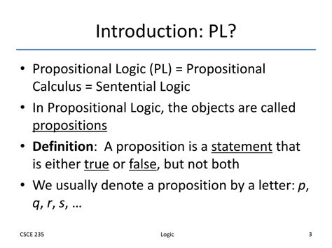 Ppt Introduction To Logic Propositional Logic And Logical