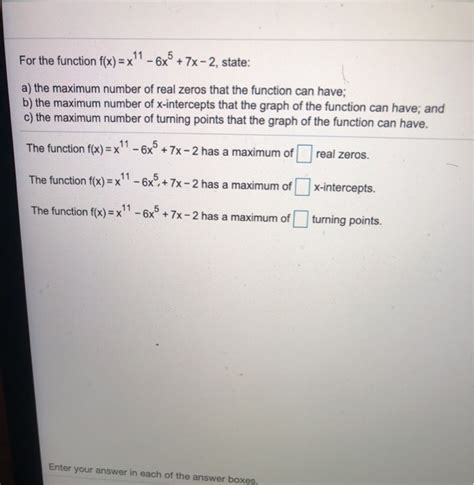 Solved For The Function F X X 6x 7x 2 State A The