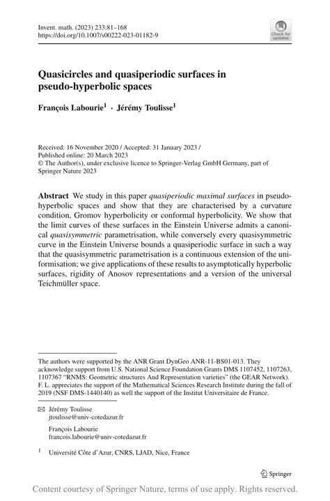 Quasicircles And Quasiperiodic Surfaces In Pseudo Hyperbolic Spaces