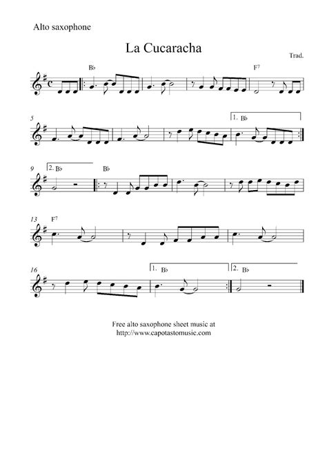 Free Printable Alto Saxophone Sheet Music