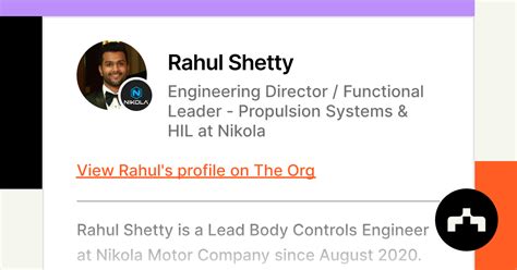 Rahul Shetty Engineering Director Functional Leader Propulsion Systems And Hil At Nikola