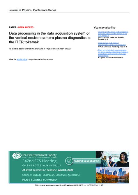 Pdf Data Processing In The Data Acquisition System Of The Vertical Neutron Camera Plasma