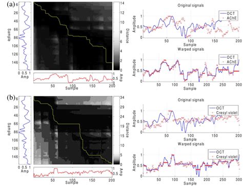 42 The Distance Matrixes And Signal Alignment Before And After Warping Download Scientific