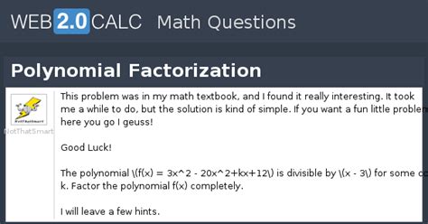 View Question Polynomial Factorization