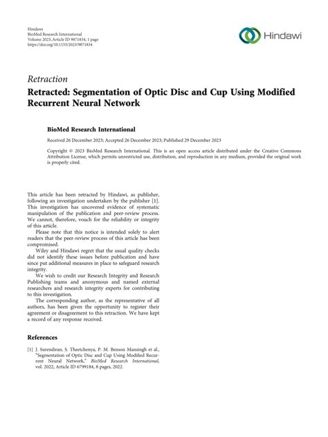 Pdf Retracted Segmentation Of Optic Disc And Cup Using Modified Recurrent Neural Network