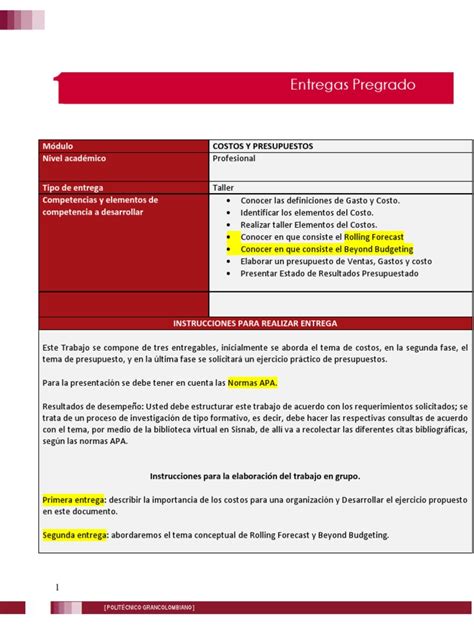 Pif Costos Y Presupuestos 2022 D 1 Pdf Bibliografía