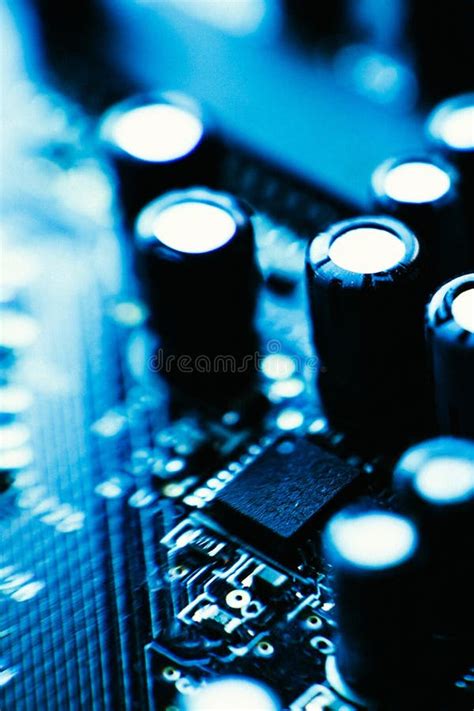 Computer Board Capacitors Blue Color Close Up Stock Image Image Of Closeup Chip 115052683