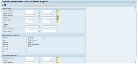 FPAYR SAP Tcode Payment Specifications Items Transaction Code